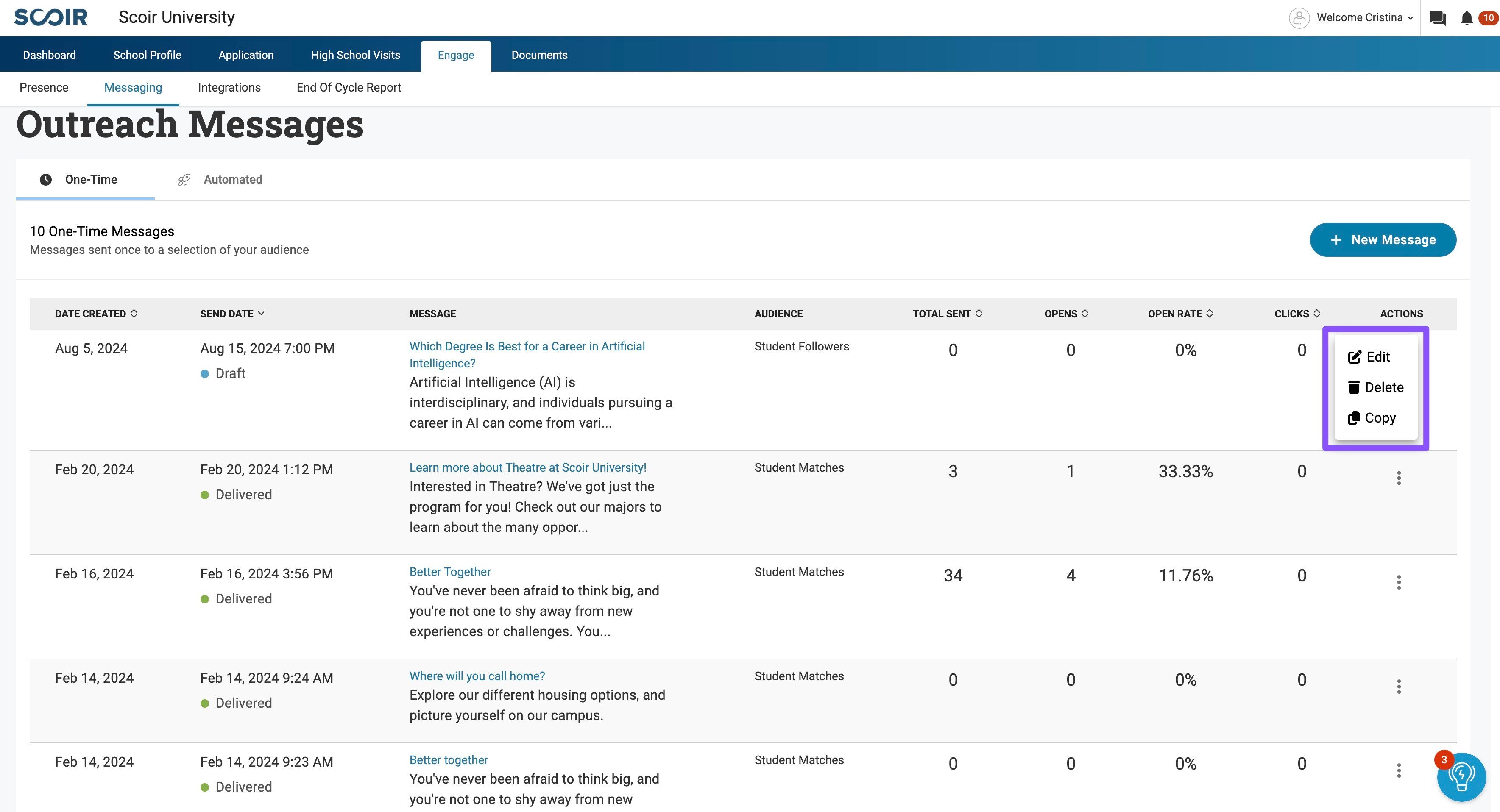 For Colleges: Copy College Messages | Scoir
