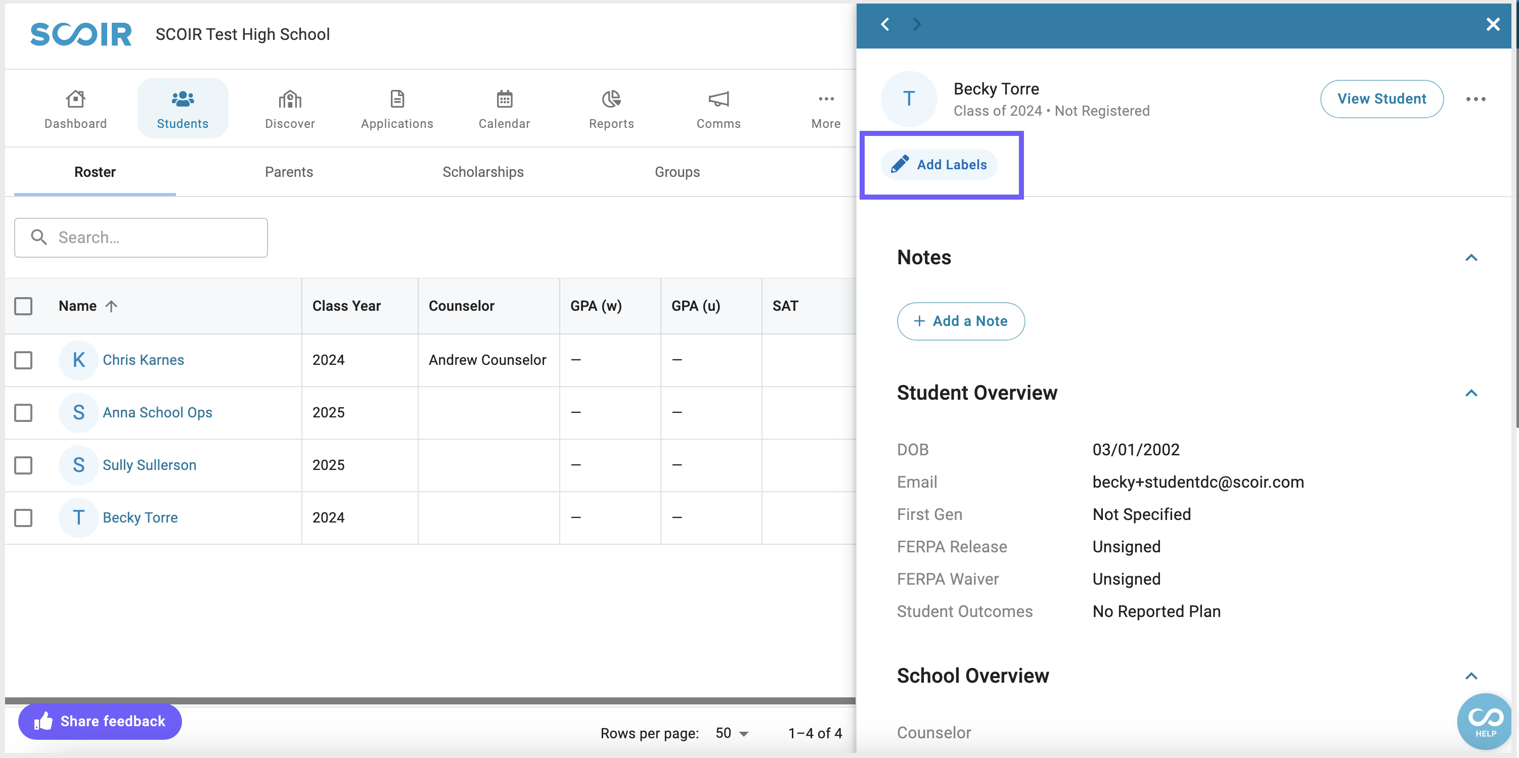 For Counselors: Updated Labels & Notes | Scoir