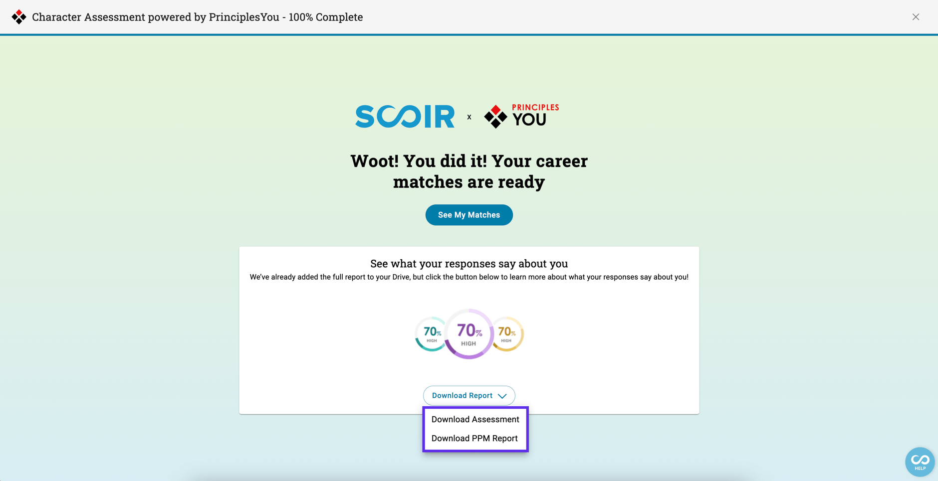 Student PrinciplesYou Career Matches & Predictor Model Results | Scoir