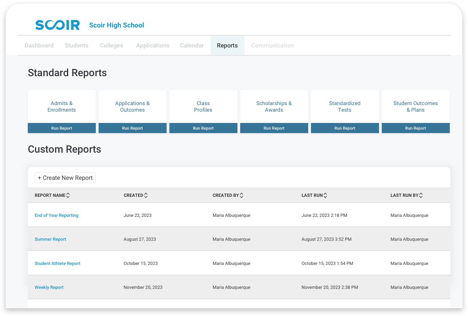 Reporting Features for High Schools | Scoir